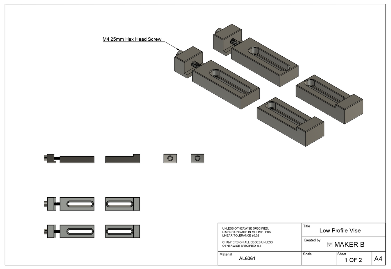 Sherline Low Profile Vise (DRAWINGS) – MAKER B